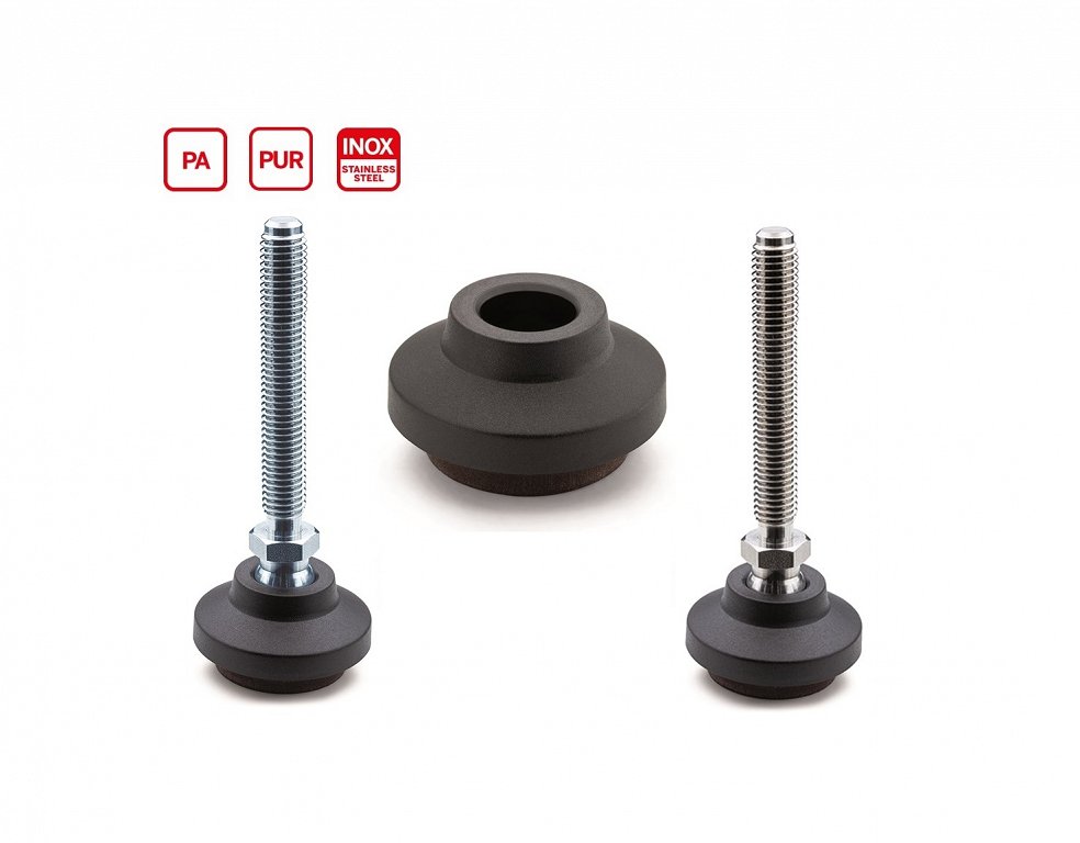 Vibration-damping levelling feet and Super-technopolymer ball joint ...